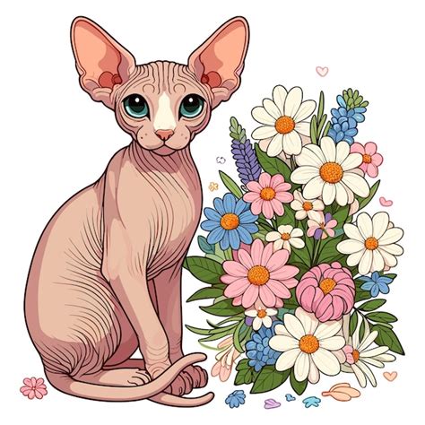 Premium Vector Cute Sphynx Cat Vector Cartoon Illustration
