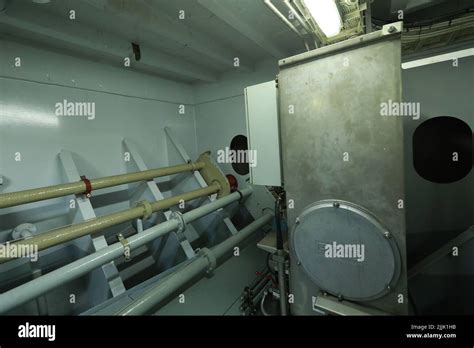Cruise Ship Engine Room Interior With Water Tight Doors Electrical And