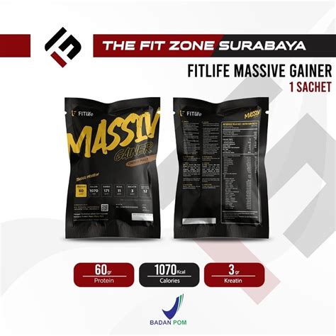 Jual FITLIFE Massiv Gainer 1 Sachet 75 Gram Supplement Fitness Weight