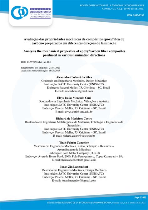 Pdf Avaliação Das Propriedades Mecânicas De Compósitos Epóxifibra De
