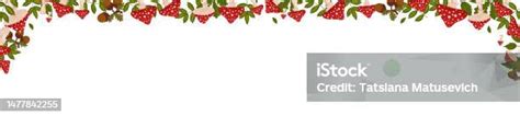 버섯 비행 Agarics 도토리 및 잎과 봄 수평 프레임 가을 벡터 배너 0명에 대한 스톡 벡터 아트 및 기타 이미지 0명
