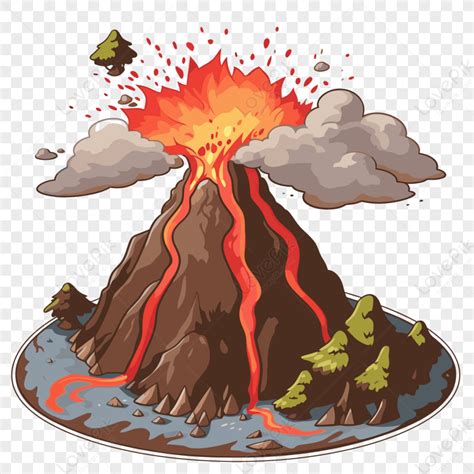 화산 분화 벡터상표클립 아트만화 Png 일러스트 무료 다운로드 Lovepik