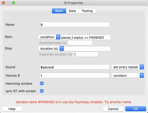 Variable Name Finished Is In Use By Psychopy Module Builder Psychopy
