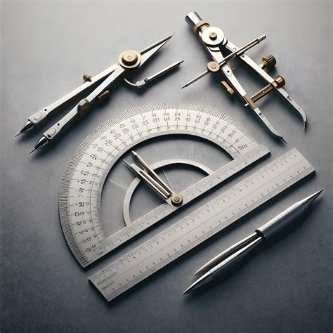 Premium Photo A Ruler Protractor And Compass Set For Geometry Class