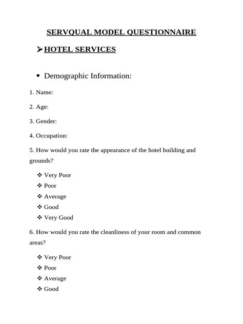 Servqual Model Questionnaire Assignment 2 Pdf