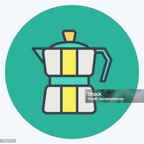 아이콘 모카 냄비 음료 기호에 적합합니다 컬러 메이트 스타일 편집 가능한 간단한 디자인 디자인 템플릿 벡터 간단한 기호 그림 금속에 대한 스톡 벡터 아트 및 기타 이미지