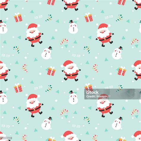 크리스마스 겨울의 귀여운 해피 산타 클로스 원활한 패턴 크리스마스에 대한 스톡 벡터 아트 및 기타 이미지 크리스마스 패턴 귀여운 Istock