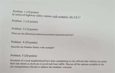 Solved Problem 1 10 Points In Terms Of Highway Safety