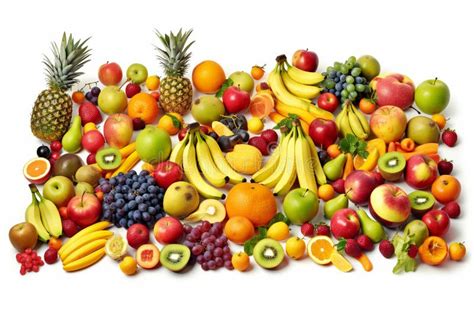 A Variety Of Fruits Including A Banana Kiwi Apple Orange Lemon