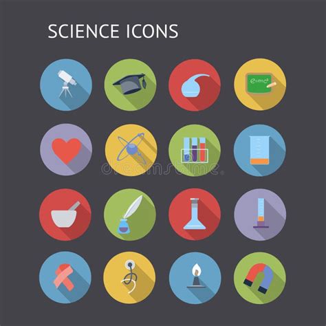 Vlakke Pictogrammen Voor Onderwijs En Wetenschap Vector Illustratie