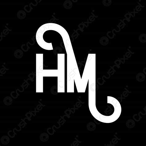 Hm Letter Logo Design On Black Background Hm Creative Initials Stock