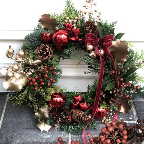 奢華絲絨聖誕花圈luxurious Velvet Christmas Wreath J Flower 津花藝