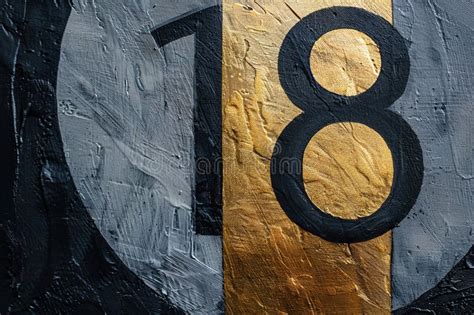 Number Eighteen On Dark And Golden Rough Background Symbol 18