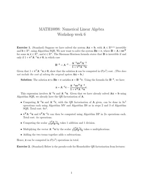 Workshop6 Solutions Pdf Determinant Matrix Mathematics
