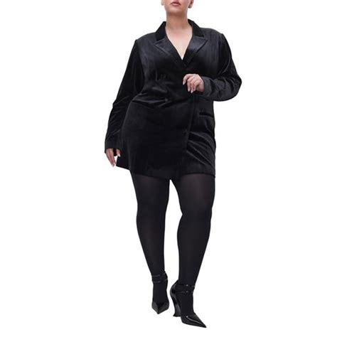 Good American Velvet Blazer Dress Women Black001 Flannels