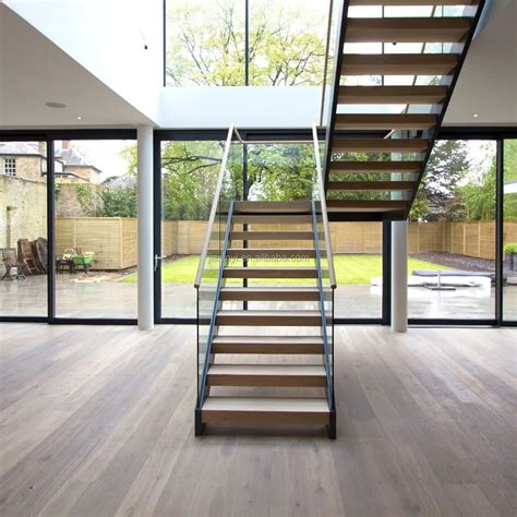 Latest Solid Wood Tempered Glass Railings Stairs Interior Design Ideas