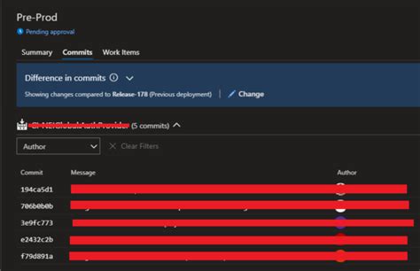 azure pipelines how to list commits and work items by application