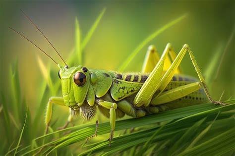 Premium Ai Image Grasshopper Meadow Grasshopper