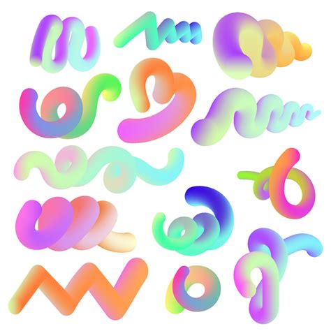 Fluid Gradient Blend Curvesmooth Abstract Shapes With Vibrant Gradients Set Of Elements For
