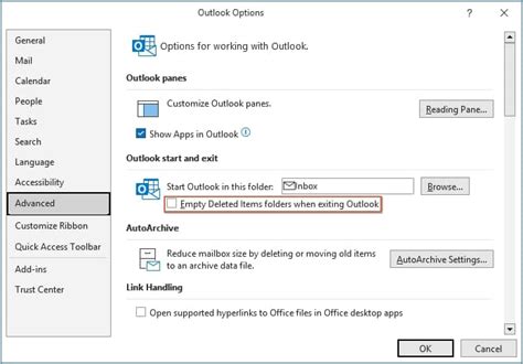 fixed outlook 2016 automatically deleting emails