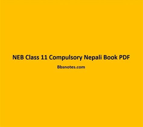 NEB Class Compulsory Nepali Book Pdf BBS Notes