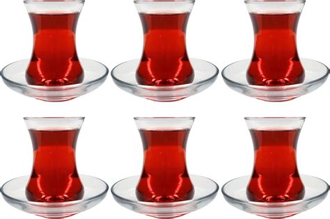 Ums Turkish Tea Glass Set 10 Glasses Slim Waist Design