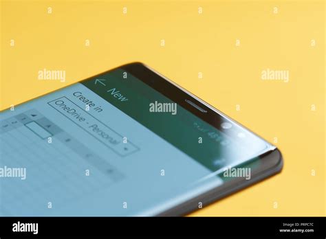 New York USA October 3 2018 Creating File In Excel On Smartphone Screen Close Up View With New York USA October 3 2018 Creating File In Excel On Smartphone Screen Close Up View With