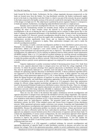 Simultaneous Network Reconfiguration And Capacitor Allocations Using A