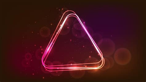 Premium Vector Neon Rounded Triangle Frame With Shining Effects And