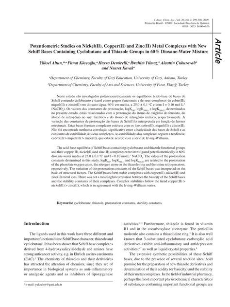 (PDF) Potentiometric studies on nickel (II), copper (II) and zinc (II ...