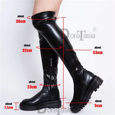 New Female Platform Thigh High Boots Fashion Slim Chunky Heels Over The