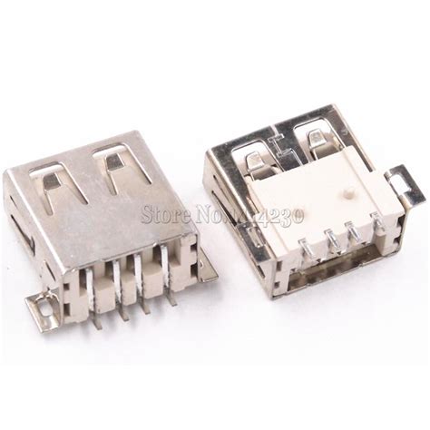 USB A 타입 표준 포트 암 솔더 잭 커넥터 PCB 소켓 USB A 타입 SMT 핀 개 전기 장비 및 소모품