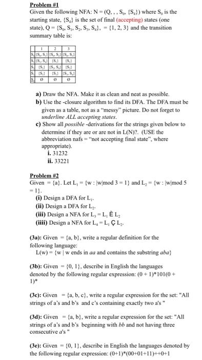 Solved Problem 1 Given The Following NFA N Q So Sal Chegg Com