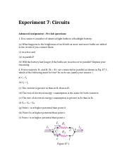 Lab Circuits Docx Experiment Circuits Advanced Assignment Pre Lab Questions You