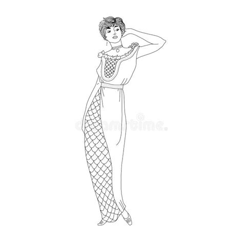 Beautiful Retro Style Woman Vector Illustration Copy Space Vintage