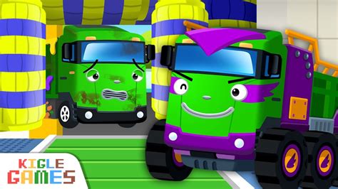 덤프트럭 목욕 시키기 타요 습관놀이 경찰차 소방차 구급차 중장비 포크레인 무지개 생활습관 세차 교육 This Is The Way 꼬마버스 타요 Kigle