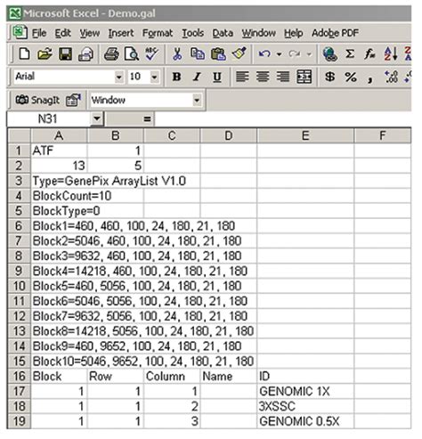 Making Genepix Array List Gal Files