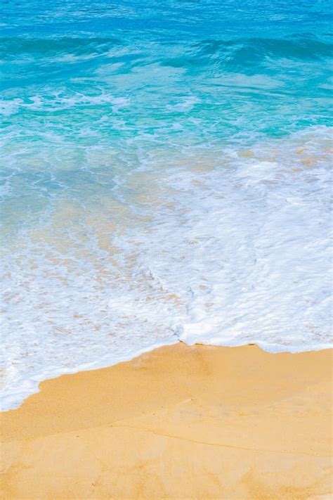 Seawater Waves Splash On Sandy Beach In Summer Day Wallpaper And
