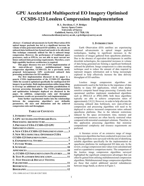 Pdf Gpu Accelerated Multispectral Eo Imagery Optimised Ccsds 123