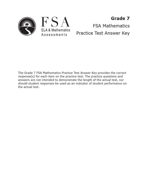 Fsa 2020 7 Mtb Practice Test Answer Key Cbt Pdf Mathematics