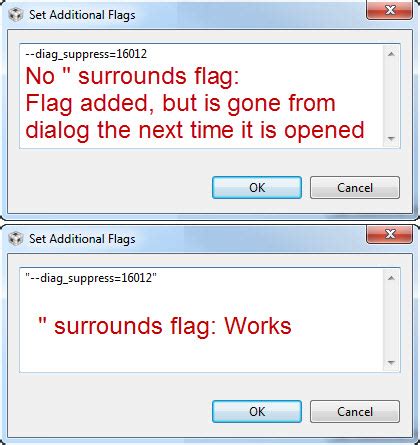 CCS 5 5 0 Flags Disappear From Set Additional Flags Dialog Code