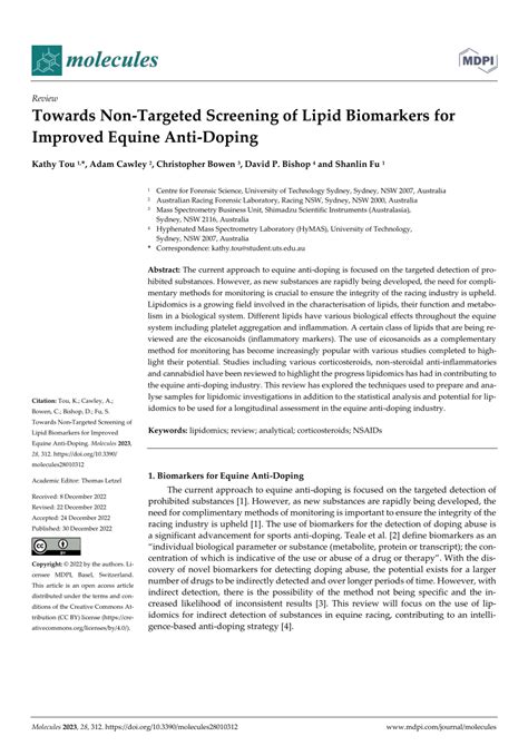 PDF Towards Non Targeted Screening Of Lipid Biomarkers For Improved