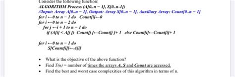 Solved Consider The Following Function ALGORITHM Process Chegg
