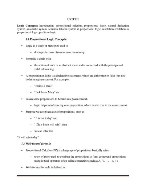 Ai Unit 3 Pdf Logic Proposition