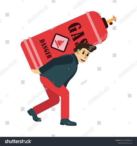 Gas Cylinders Dangerous Explosive Man Carries Stock Vector Royalty