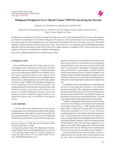 Pdf Malignant Peripheral Nerve Sheath Tumor Mpnst Involving The Sacrum