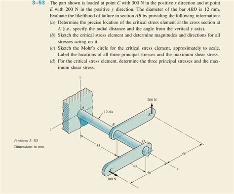 Solved 3 53 The Part Shown Is Loaded At Point C With 300 N