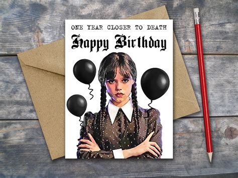 Wednesday Card Funny Addams Meme Card Happy Birthday Card Etsy