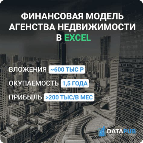 Финансовая модель агентства недвижимости в Excel Datapub