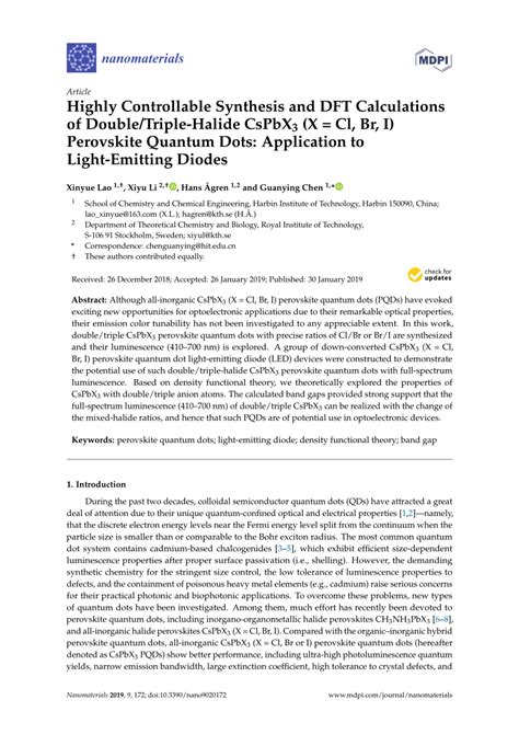 Pdf Highly Controllable Synthesis And Dft Calculations Of Double